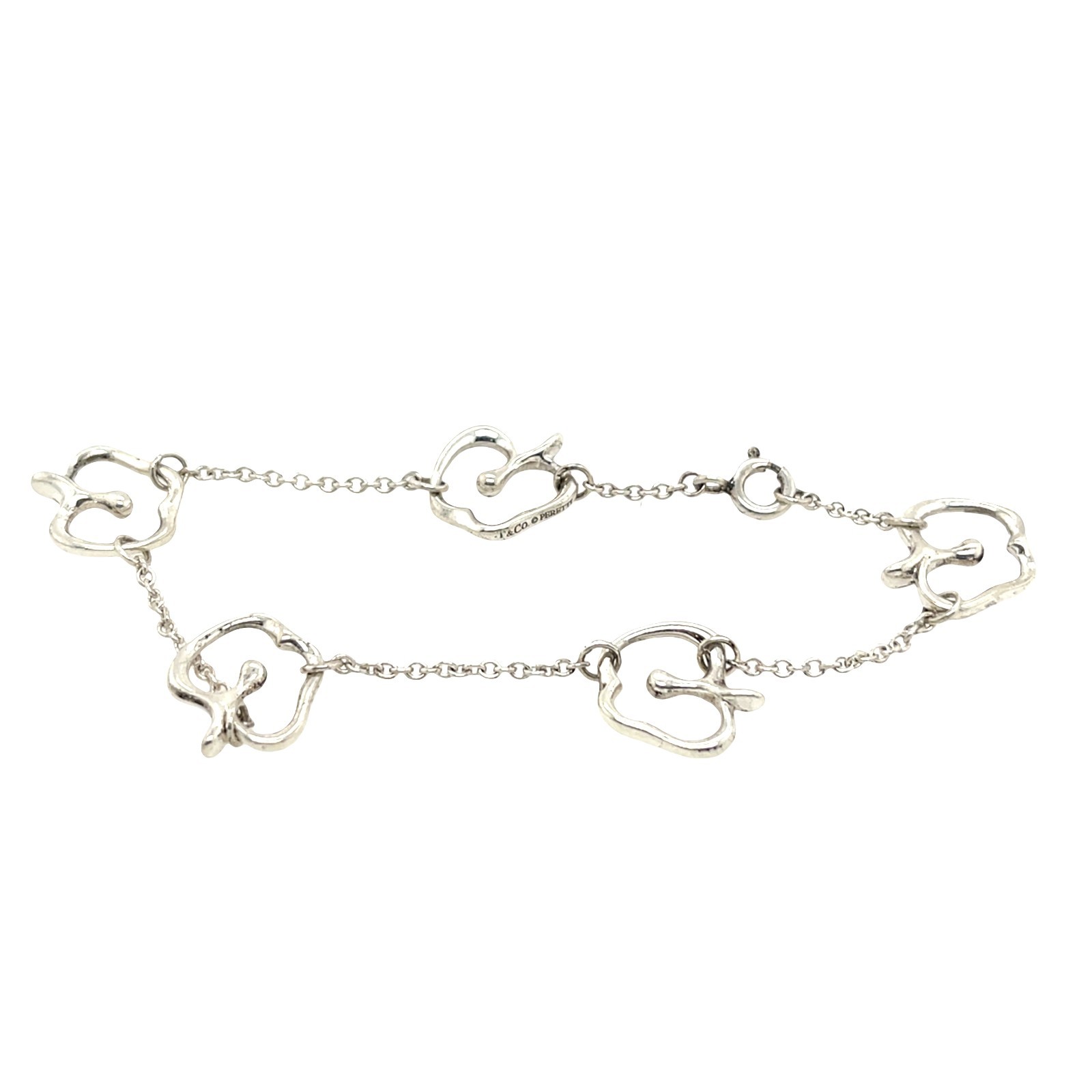 Tiffany & Co. Peretti Sterling Silver 5 Open Apple Links 7" Bracelet ...